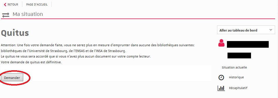 Bibliothèques universitaires de Strasbourg | Obtenir un quitus